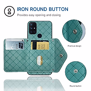 Compatible with OnePlus Nord N10 5G Wallet Case with Crossbody Shoulder Strap and Stand Leather Credit Card Holder Cell Phone Cover for One Plus N 10 G5 1 Plus 10N 1plus One+ 1+ N105G Girls Green