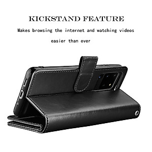 NJJEX Galaxy S20 Case, for Samsung Galaxy S20 Wallet Case 6.2", [9 Card Slots] PU Leather ID Credit Holder Folio Flip [Detachable] Kickstand Magnetic Phone Cover & Lanyard for Samsung S20 [Black]