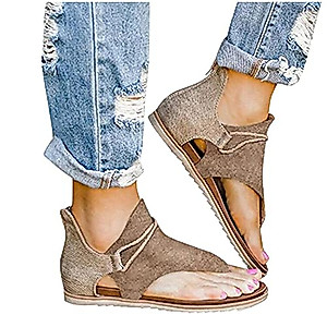 Sandals for Women Casual Summer Walking Shoes for Women.Womens Athletic Lightweight Casual Sparkle Shoes Tennis Sports Running Shoes Non Slip Loafers Khaki