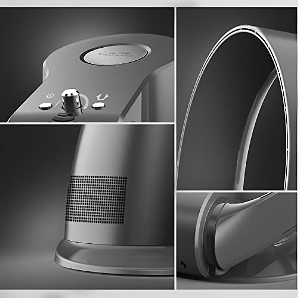 Wall Mounted Bladeless Desk Fan-Metal,3-Speed Office/Bedrooms Floor Fan,with Remote Control/Timer,Quiet Cooling Air Industrial Electrical Fan(Silver/Black/White)