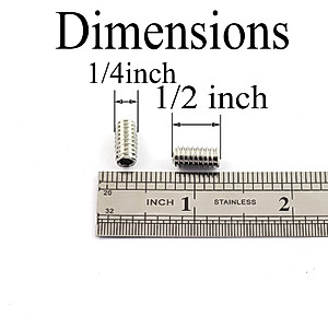 RuiLing 25PCS 1/4-20x1/2" Hexagon Hex Socket Set Screws 304 Stainless Steel Full Thread Cup Point Grub Screws