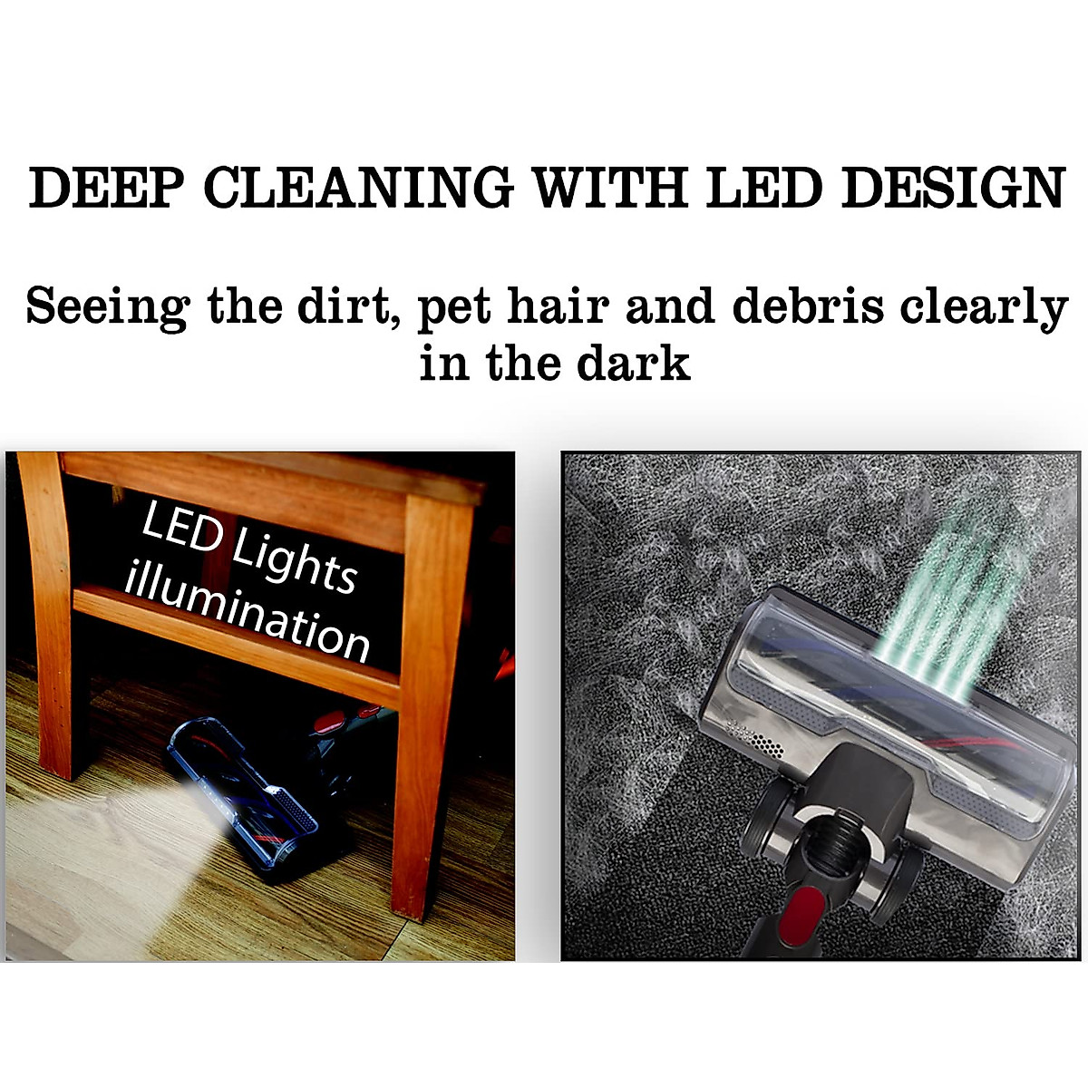 Motorhead Hardwood Floor Attachment for Dyson V7 V8 V10 V11 V15 Vacuum Cleaners with LED Headlights, Roller Cleaner Head Replacement Parts