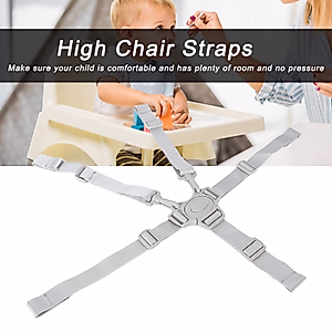 5 Point Baby Safety Strap Belt, Adjustable Universal Replacement High Chair Straps Harness Straps, Sturdy and Comfort Material for Pushchair, Stroller, Easy to Use(Gray Button 5-Point Strap)
