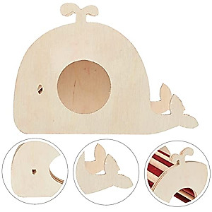 PATKAW Rabbit Toys Tree Hut Wooden Hamster House Whale Shaped Wood Small Animal Hideout Hamster Hut Nesting Habitat for Small Animals Hamsters Guinea Pig Rat Rabbit Toys Tree Hut