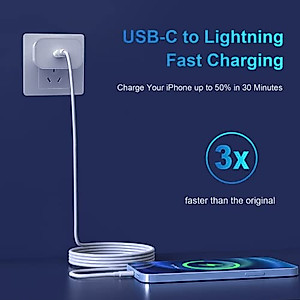 Fast Charger for iPhone, Faster Type C Power Wall Charger Plus 6FT USB C to Lightning Charging Cable, USB C Charger Block Compatible with Series and iOS Devices