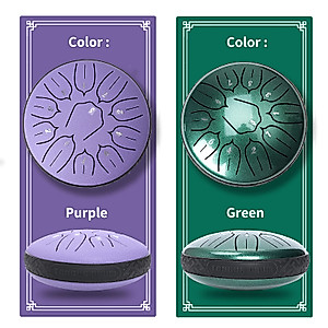Steel Tongue Drum, Ubblove Handpan Drum 11 Notes 6 inch Percussion Instruments with Mallets Bag for Meditation Musical Education Concert Party Gifts - Purple