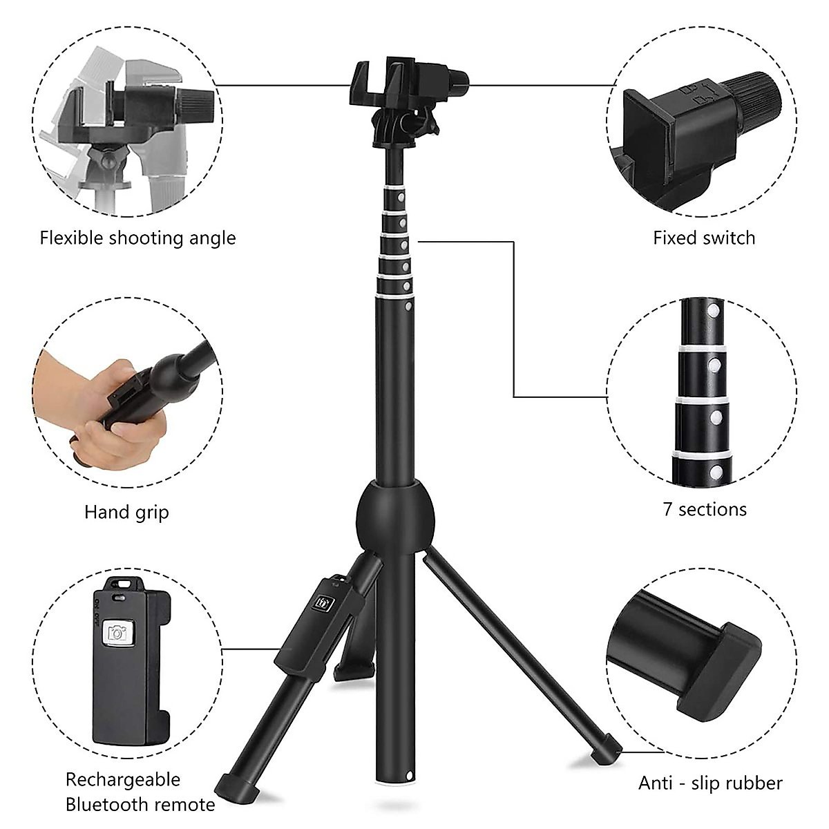 Selfie Stick, Professional 45-Inch Selfie Stick Tripod, Extendable Selfie Stick with Wireless Remote & Tripod Stand for iPhone 14 13 12 11 pro Xs Max Xr X 8 7 6 Plus/Samsung Galaxy Note 9/S9 Plus More