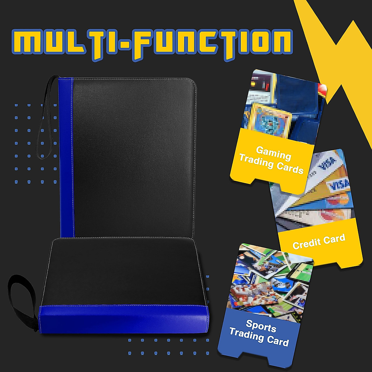 CLOVERCAT 9 Pocket Waterproof Trading Card Binder, Trading Album Display Holder, Expandable, 720 Double Sided Pocket Album, Compatible with Gaming Cards, Yugioh, MTG and Other TCG