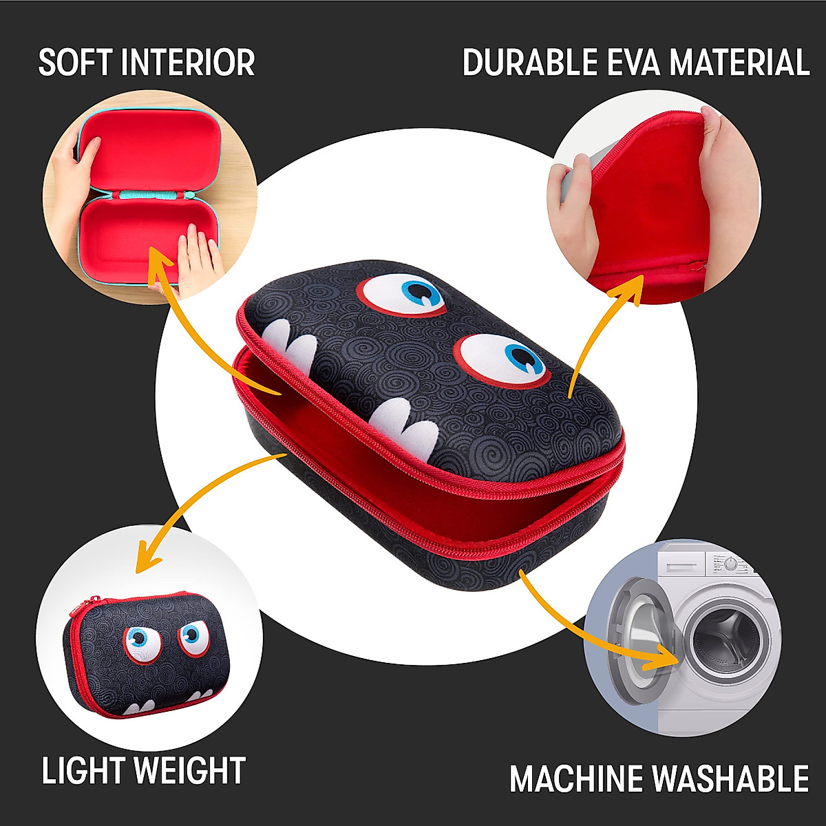 ZIPIT Wildlings Pencil Box for Kids | Pencil Case for School | Organizer Pencil Bag | Large Capacity Pencil Pouch (Black)