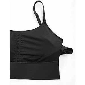 CRZ YOGA Adjustable Longline Sports Bra for Women - V Back Wireless Workout Padded Yoga Bra Cropped Tank Tops Black Medium