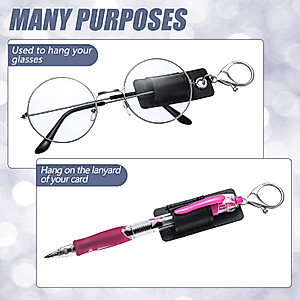 6 Pieces Portable Leather Pen Holder PU Leather Badge Pencil Holder Pocket Protector Pen Pouch Holder Organizer Pen Protector for Badge Holder or Neck Lanyard (Black)