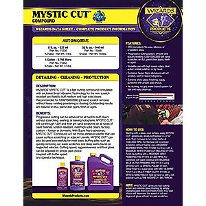 Wizards Buffing Liquid - Cutting Compounds & Polish Machine Glaze (32 oz, Mystic Cut Compound)