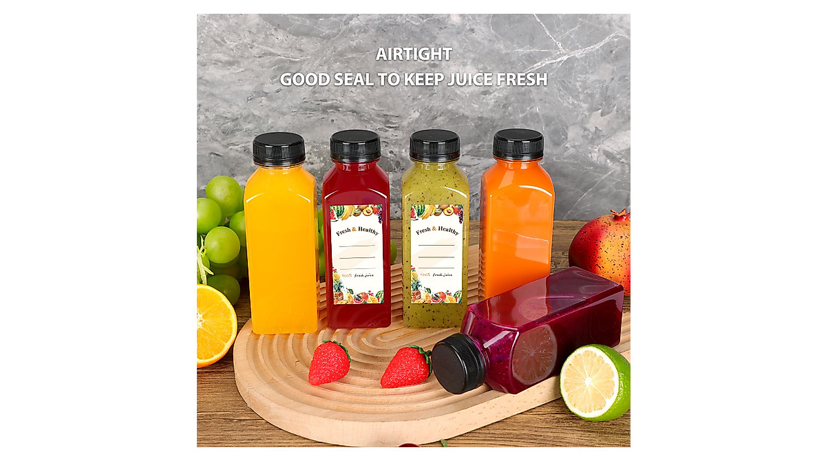 128-Pack Plastic Juice Bottles with Caps for Juicing & More