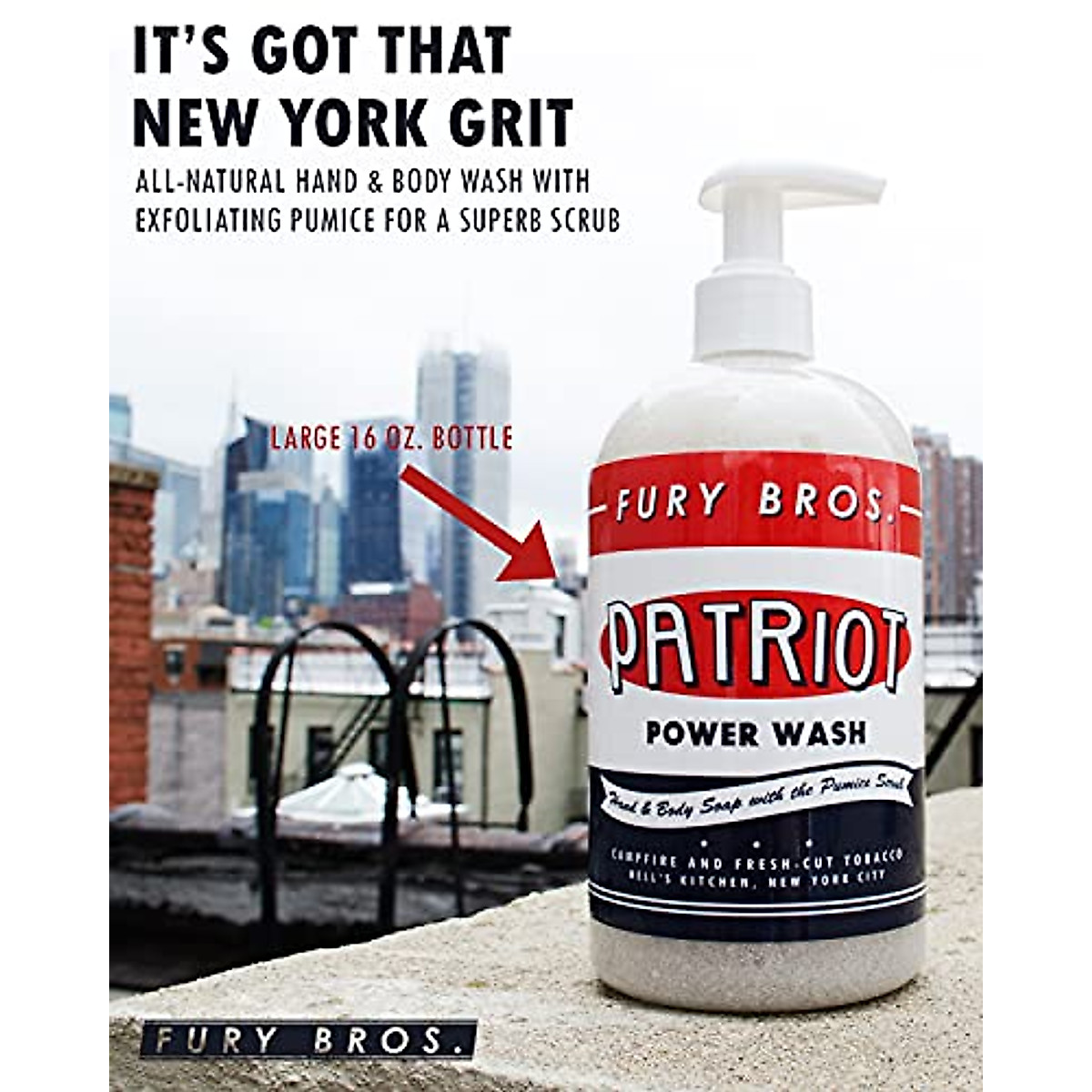 Fury Bros. Supra 56 Premium Hand & Body Power Wash From Cedar, Sandalwood, Patchouli | All Natural, Vegan Friendly With Pumice Scrub | Made In The USA | 16 oz