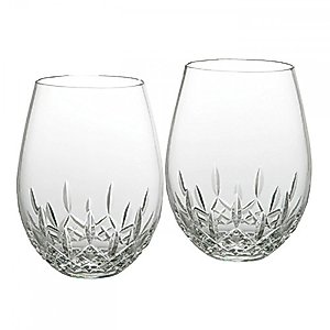 Waterford Lismore Essence Stemless Deep Red Wine Glass, Set of 2, 2 Count (Pack of 1), Clear