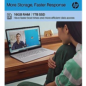 HP 2023 Newest 17.3" Flagship HD+ Business Laptop, Intel Core i3-1125G4(Beat i5-1035G4), 16GB DDR4 RAM, 1TB SSD, Intel UHD Graphics, Bluetooth, HDMI, Anti-Glare, Webcam, Windows 11,Silver
