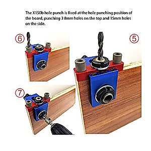 MISNODE 3 in 1 Woodworking Hole Positioner Aluminum Alloy Drilling Locator Drill Guide Hole Puncher Set Hole Punch Locator Kit Drilling Jig Tool Accessories for Woodworking