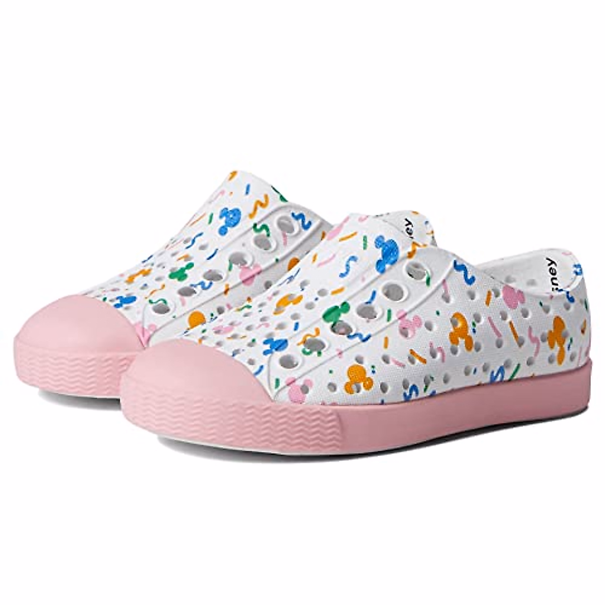 Native Shoes Jefferson Disney Print (Toddler) Shell White/Princess Pink/Pastel Rad Confetti 10 Toddler M