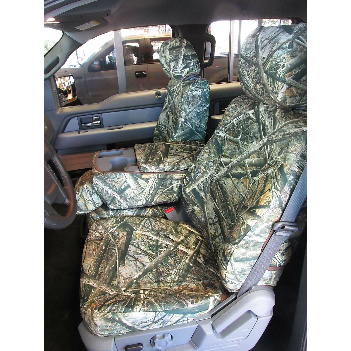 Durafit Seat Covers Made to fit 2011-2014 Ford F150-F550 Front 40/20/40 Split Seat Custom Seat Covers, Opening Console Lost at Camo Endura