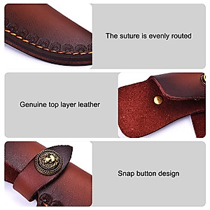 Leather Knife Sheath, Straight Knife Holster Knife Blade Cover Belt Knife Case for 3.7" Blade Knife