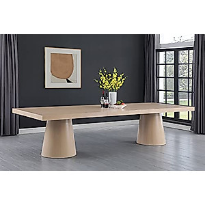 Meridian Furniture 502Oak-T Tavolo Collection Modern | Contemporary Dining Table, Rich Natural Oak Finish, MDF With Natural Oak Veneer, 2 Table Leaves Included, 95" / 113.5" / 132" W x 47.5" D x 31" H