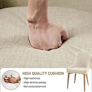 E&D FURNITURE Dining Chairs, Upholstered Metal Leg Living Room Chair Set of 4 Accent Beige Fabric Dining Comfy Chair for Kitchen and Dining Room