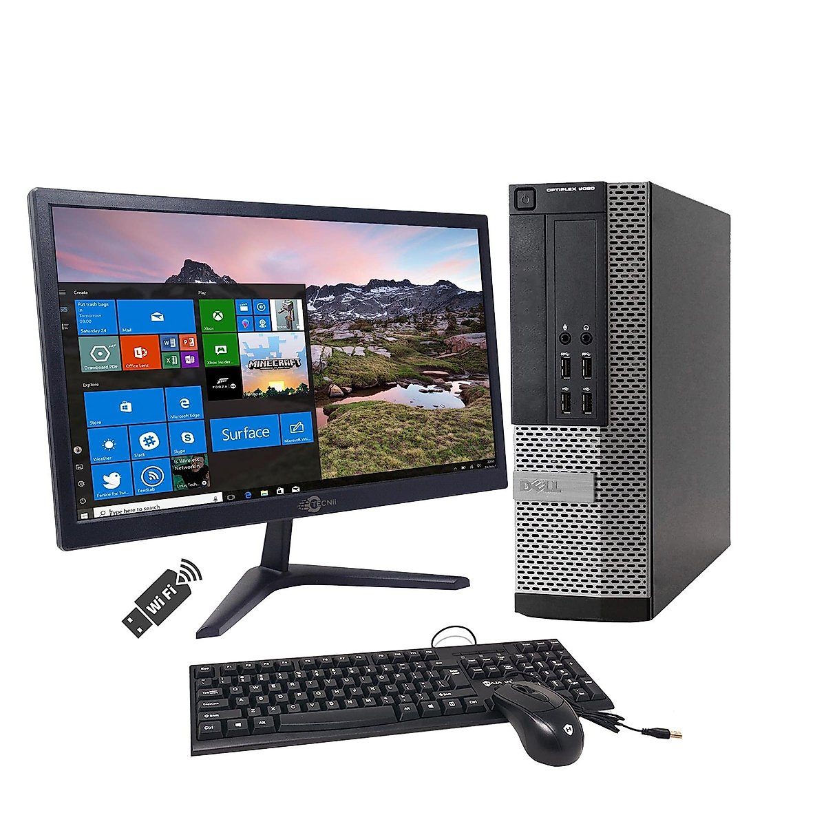 Dell OptiPlex 9020 Desktop Fast PC with Tecnii 20 HD 3ms Monitor(HDMI) (Intel Quad Core i5 up to 3.60 GHz, 16GB DDR3, 512GB SSD, KB, Mouse, Wireless WiFi, DP, Windows 10 Home 64-bit)(Renewed)