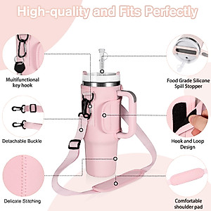 NEECZS Water Bottle Carrier Bag for Stanley 40 oz Tumbler with Handle,Neoprene Water Bottle Holder Pouch with Strap&Spill Stopper for Stanley Cup Accessories,Bottle Sling for Walking Hiking Camping