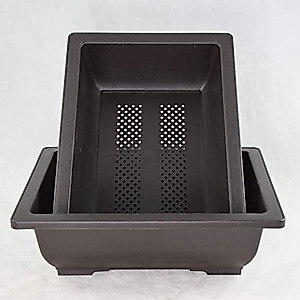 2 Rectangular Plastic Bonsai/Cactus & Succulent Pot 10"x 7.5"x 3" Dark Brown