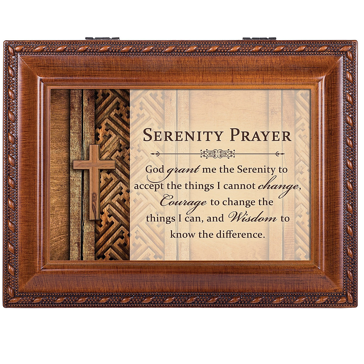 Cottage Garden God Grant Me The Serenity Woodgrain Keepsake Music Box Plays Amazing Grace