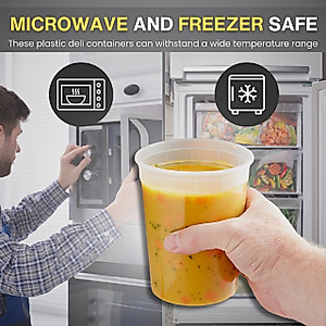 Smygoods 32oz Plastic Deli Containers with Lids - 15 Pack - BPA Free - Leakproof - Stackable - Microwave and Freezer Safe - Clear - Lunch Containers for Food Storage