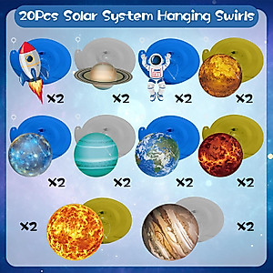 40 Pieces Solar System Hanging Swirl Decorations, Outer Space Party Ceiling Hanging Swirls Space Themed Party Swirls Streamers for Space Themed Birthday Baby Shower Party Decor Supplies