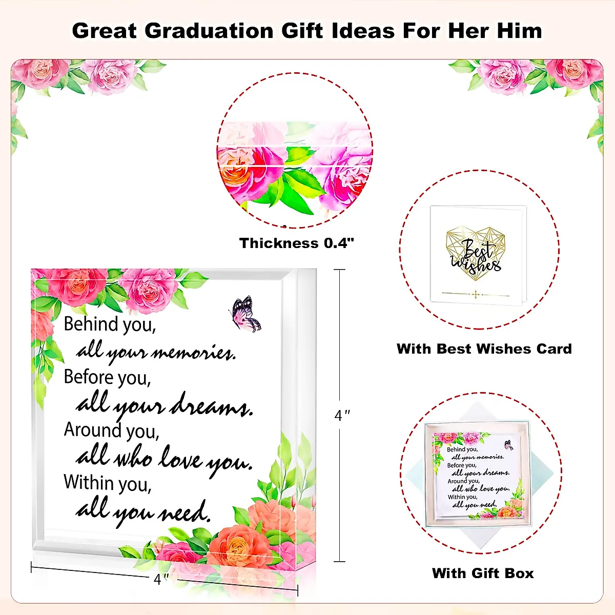 WhatSign Graduation Gifts for Her - 2024 Graduation Gifts for Kids Acrylic Keepsake Paperweight Middle High School College Graduation Gifts for Her Him