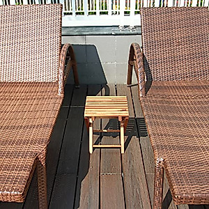 TIMBERHOLM Pack of 2 Folding Side Tables Outdoor for Patio, Small Folding Table, Outdoor Table Small, Teak Table Outdoor, Foldable Table, Small Patio Side Table, Natural (Square)