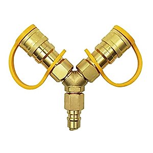 Taruimoo Gas Quick Disconnect 3/8 Y Splitter. Low Pressure Propane and Natural Gas Quick Connect/Disconnect Fit for Weber Gas Grill, Patio Heater/fire Pit, Pizza Oven, RV, Generator