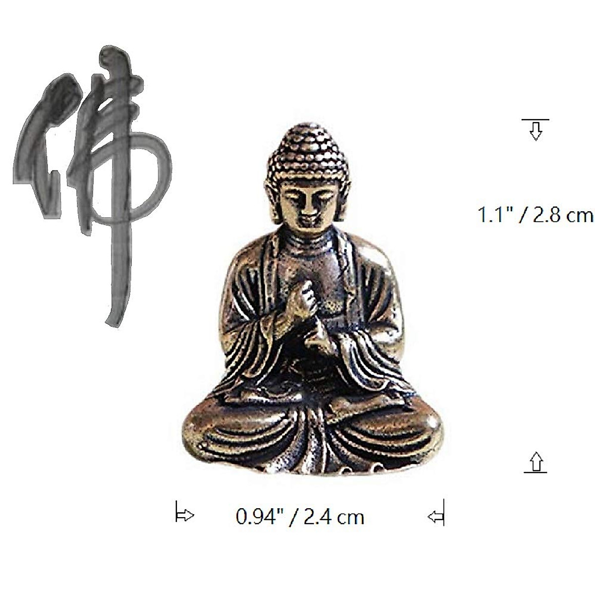 DMtse Brass Mini Antique Sakyamuni Buddha Statue Ornaments Meditation Seated Pose Journey Worship Attractive & Serene Small Pocket Buddha Statue Figurine