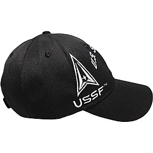 Flakita's Novelties United States U.S. Space Force USSF Semper Supra Black with White Shadow Adjustable Embroidered Baseball Cap Hat