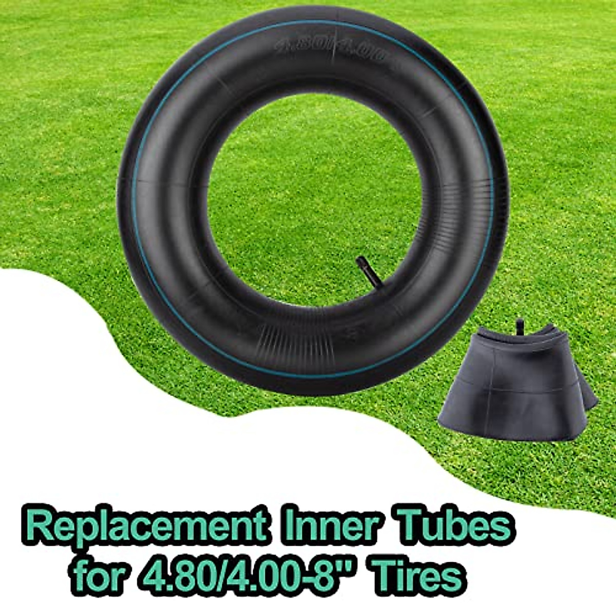 4.80/4.00-8" Replacement Tire Inner Tubes, 2Pcs Heavy Duty Tube for 4.80 4.00-8/480/400-8 Wheel, Wheelbarrow, Lawnmower, Trunk, Trailer, Tractor, Garden Utility Cart, Golf Cart, Dolly, Trolley, Wagon
