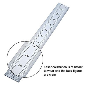 2 Pack Stainless Steel Ruler Machinist Engineer Ruler, Metric Ruler with Markings 1/8, 1/16, 1/32, 1/64 Inch for Engineering, School, Office, Architect, and Drawing (12 Inch, 6 Inch)