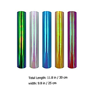 VILLCASE 5 Rolls Vinyl Lettering Film Vinyls Color Changing Vinyl Holographic Vinyl Glass Vinyl Film Transfer Tape for Vinyl Adhesive Vinyl White Vinyl Transfer Paper Five Colors The Pet