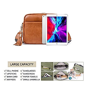 WarmTide Large Crossbody Shoulder Bag for Women Ladies Fashion Messenger Bag Leather Lightweight Handbags with Tassel
