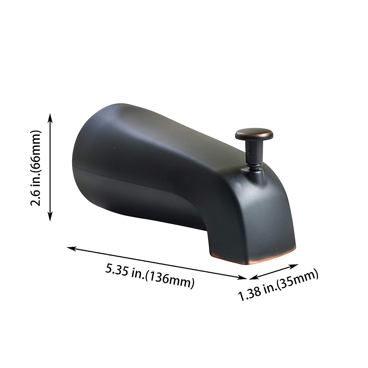 SENTO Slip On Oil Bronze Universal Bathroom Tub Spout with Diverter, Durable Heavy Duty Metal Bathtub Faucet with Shower Diverter - 4 Inches 1/2" Copper Pipe, Oil-Rubbed Bronze