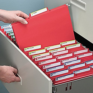 Smead FasTab Hanging File Folder, 1/3-Cut Built-in Tab, Letter Size, Red, 20 per Box (64096)