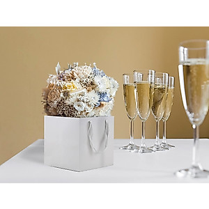 HUAPRINT Large White Paper Square Bags with Handles,12 Pack 12x12x12inch,Large Square Gift Bags,Shopping Merchandise Bags,Birthday,Goodie,Craft Retail,Candy,Cookie,Take Out Bags