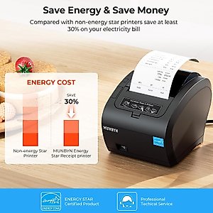 MUNBYN WiFi Receipt Printer with USB Port, 80mm POS Printer Works with Square Mac Windows Chromebook Linux Cash Drawer, ESC/POS (P047-WiFi), Do Not Support Clover Ubereats Shopify Bluetooth 5G WiFi