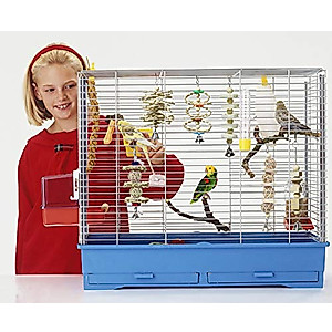 BWOGUE 7 Packs Bird Parrot Toys Natural Wood Chewing Toy Bird Cage Toys Hanging Swing Hammock Climbing Ladders Toys for Small Parakeets, Cockatiels, Conures, Finches,Budgie, Parrots, Love Birds