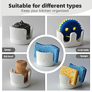 BekPooQ Ultra Absorbent Stone Sponge Holder for Kitchen Sink, 1 Slot Diatomite Kitchen Sink Sponge Holder, Quick Dry Kitchen Sponge Holder for Sink, Diatomaceous Earth Dish Sponge Holder, Small, White