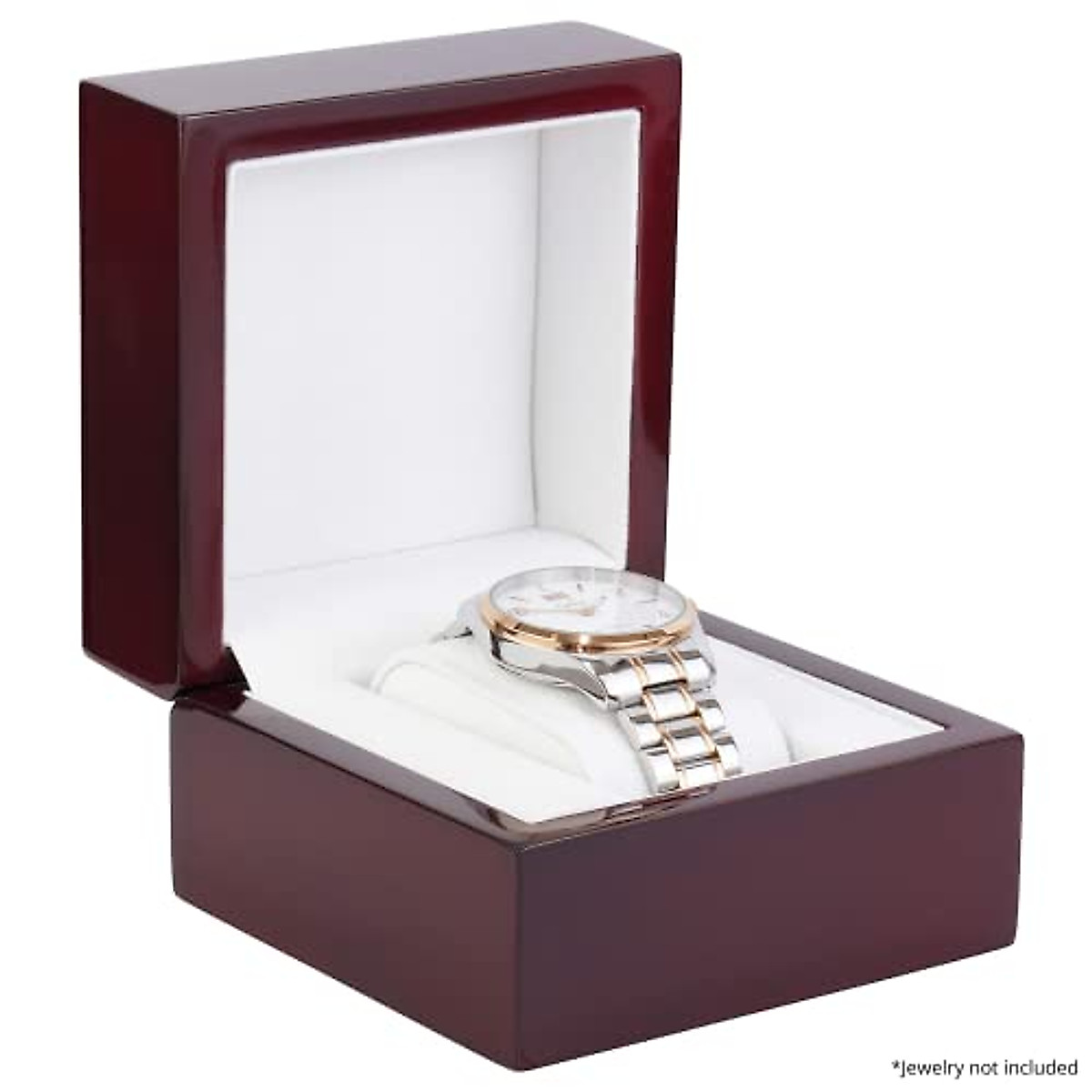 Noble Piano Wood Watch Gift Box - Luxury Single Watch Box - Comes with a Two Piece Packer and Ribbon (Mahogany)
