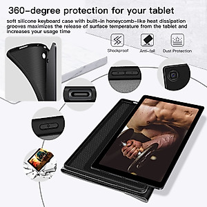 Backlit Keyboard Case for Samsung Galaxy Tab A7 Lite 8.7inch 2021, Case with Keyboard for A7 Lite SM-T220/T225/T227, Detachable Bluetooth Tablet Keyboard, Travel and Mobile Office Friendly Black