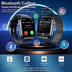 Smart Watch for Men Women,Blood Glucose Smartwatch with Blood Pressure Heart Rate Monitor 1.88" Touch Screen Bluetooth Watch (Make/Answer Call),IP67 Waterproof Smart Watch for Android iOS Phones Black